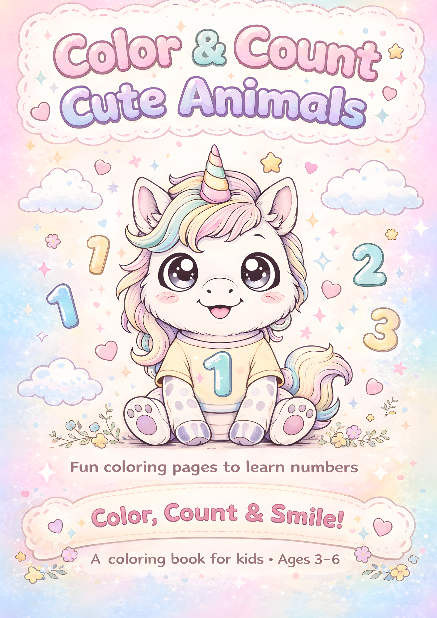 Fun coloring pages to learn numbers - Color & Count Cute Animals ...